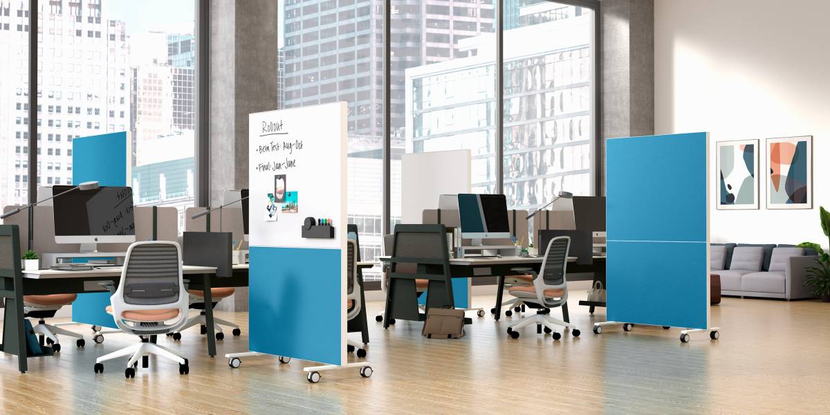 Textura Mobile Acoustic Panel & Whiteboard by PolyVision - Steelcase