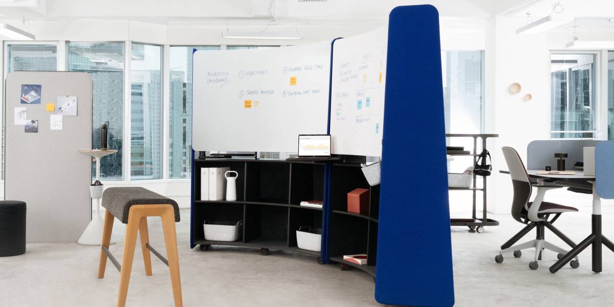 激发团队协作办公的多功能Steelcase Flex Huddle Hub 办公室屏风 - Steelcase