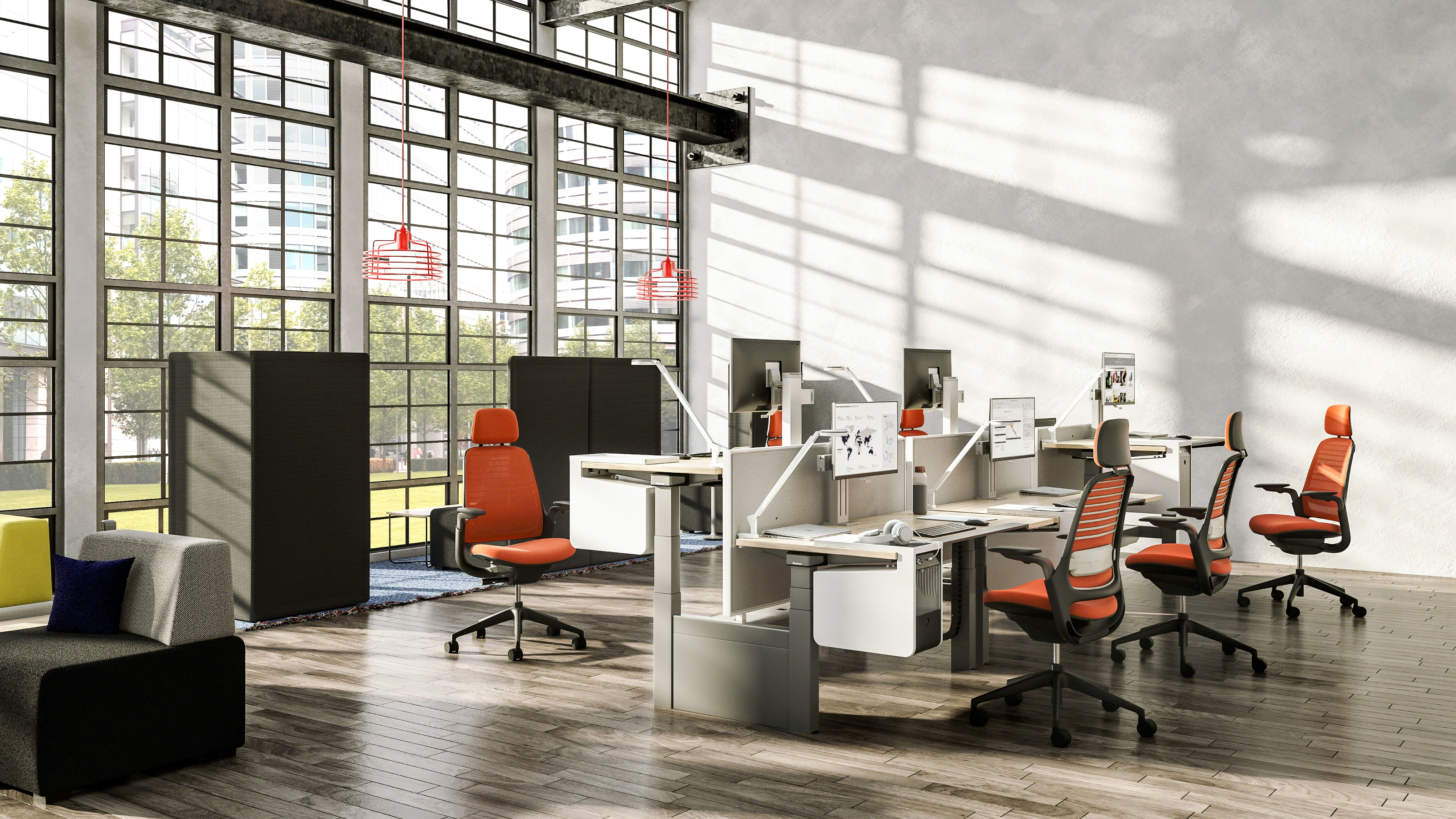 Plurio Flat Panel Computer Monitor Arm System - Steelcase